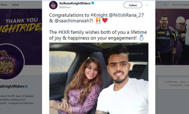 KKR Batsman Nitish Rana Gets Engaged To Girlfriend Sacchi Marwah- कोहली ...